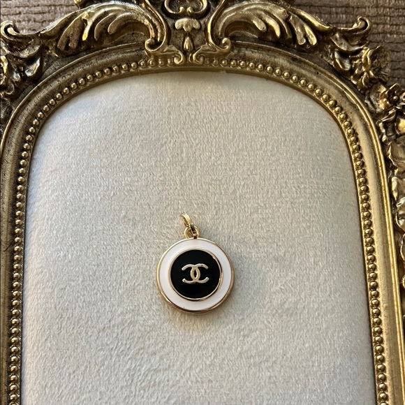 CHANEL | Jewelry | Chanel Blackwhite And Gold Zipper Pull Pendant ...